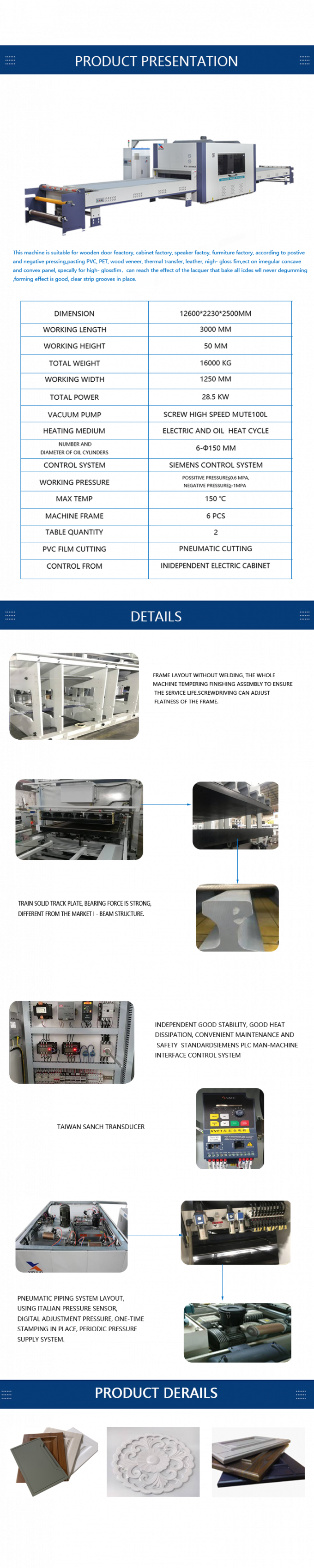 Automatic Positive And Negative Vacuum Press Membrane 28.5kW